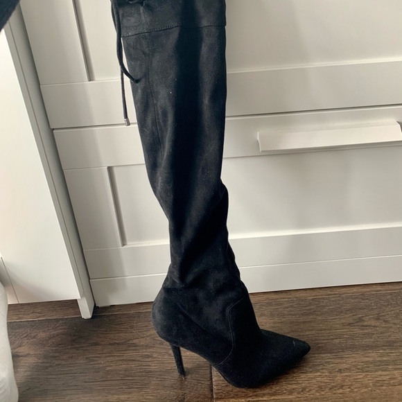 Aldo | Shoes | Black Faux Suede Thigh High Boots | Poshmark